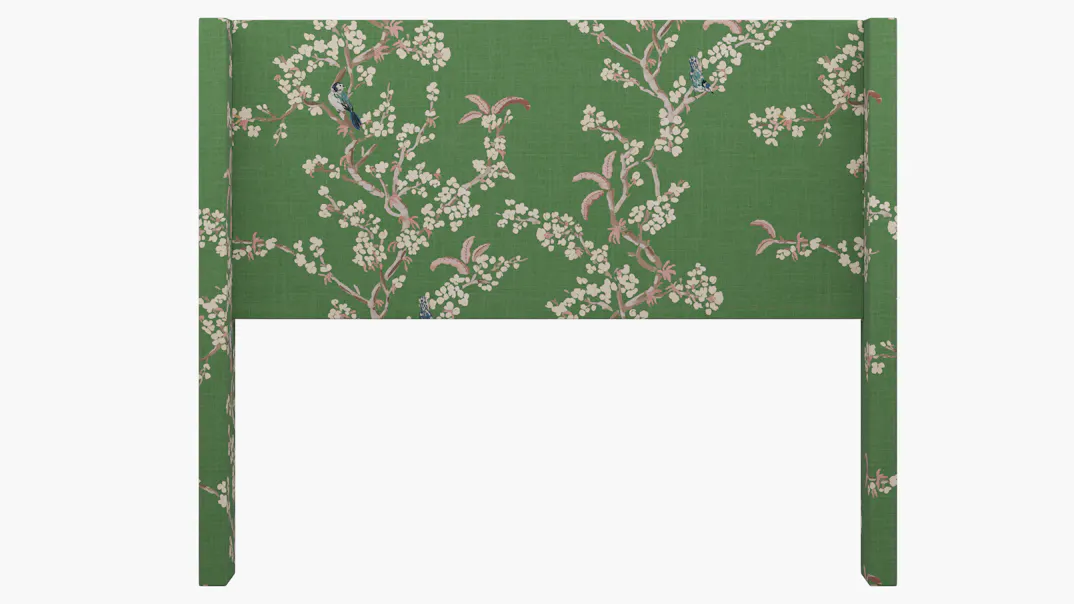 Jade Cherry Blossom Upholstered Custom Modern Wingback Headboard ...