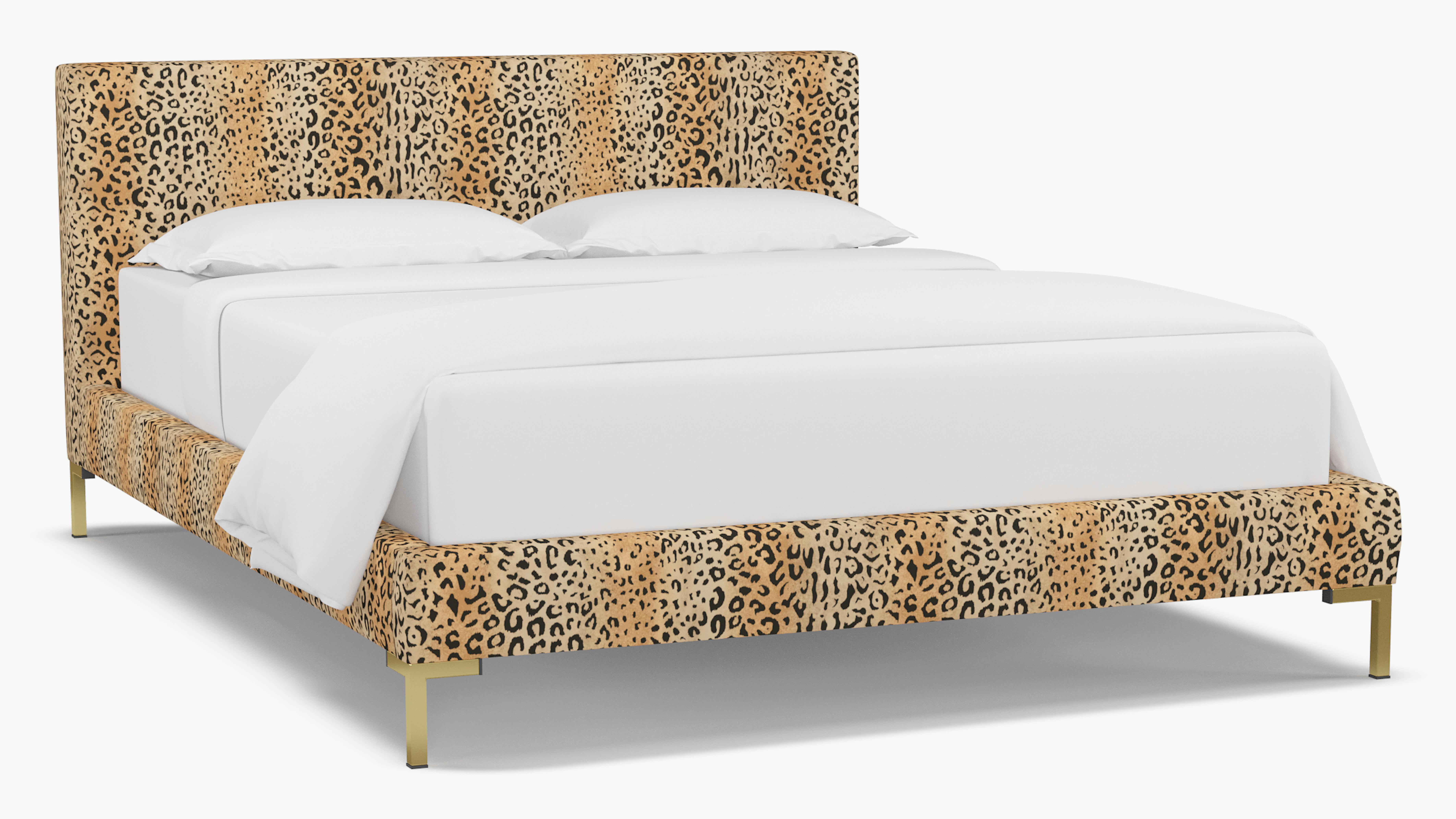Leopard Upholstered Custom Modern Platform Bed | Queen | The Inside Furniture
