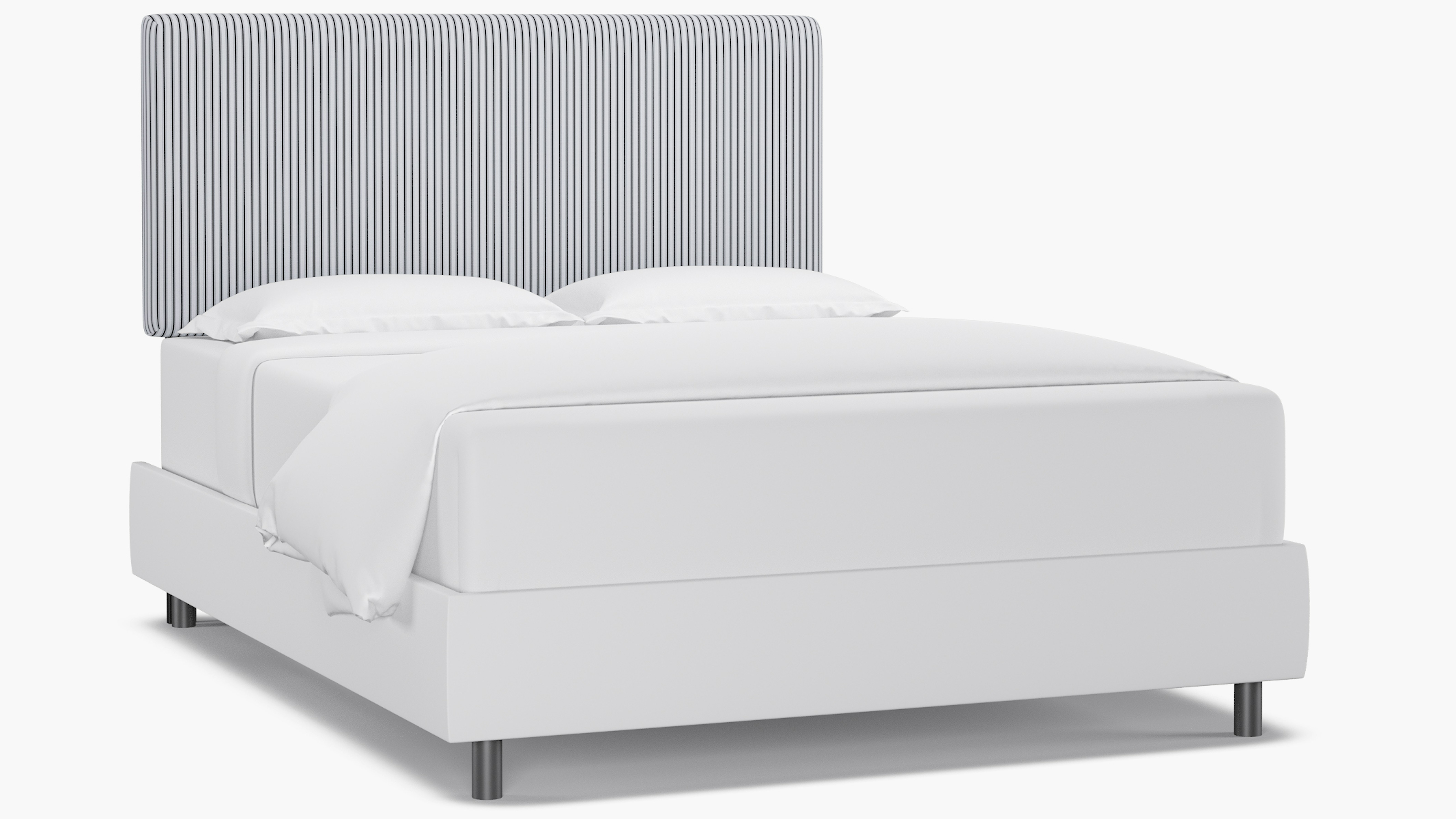 Black Classic Ticking Stripe Upholstered Custom Square Back Headboard ...