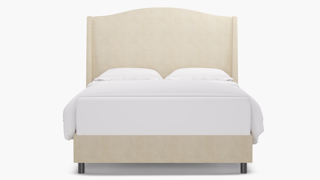 Talc Linen Upholstered Custom Classic Wingback Bed | Queen | The Inside Furniture
