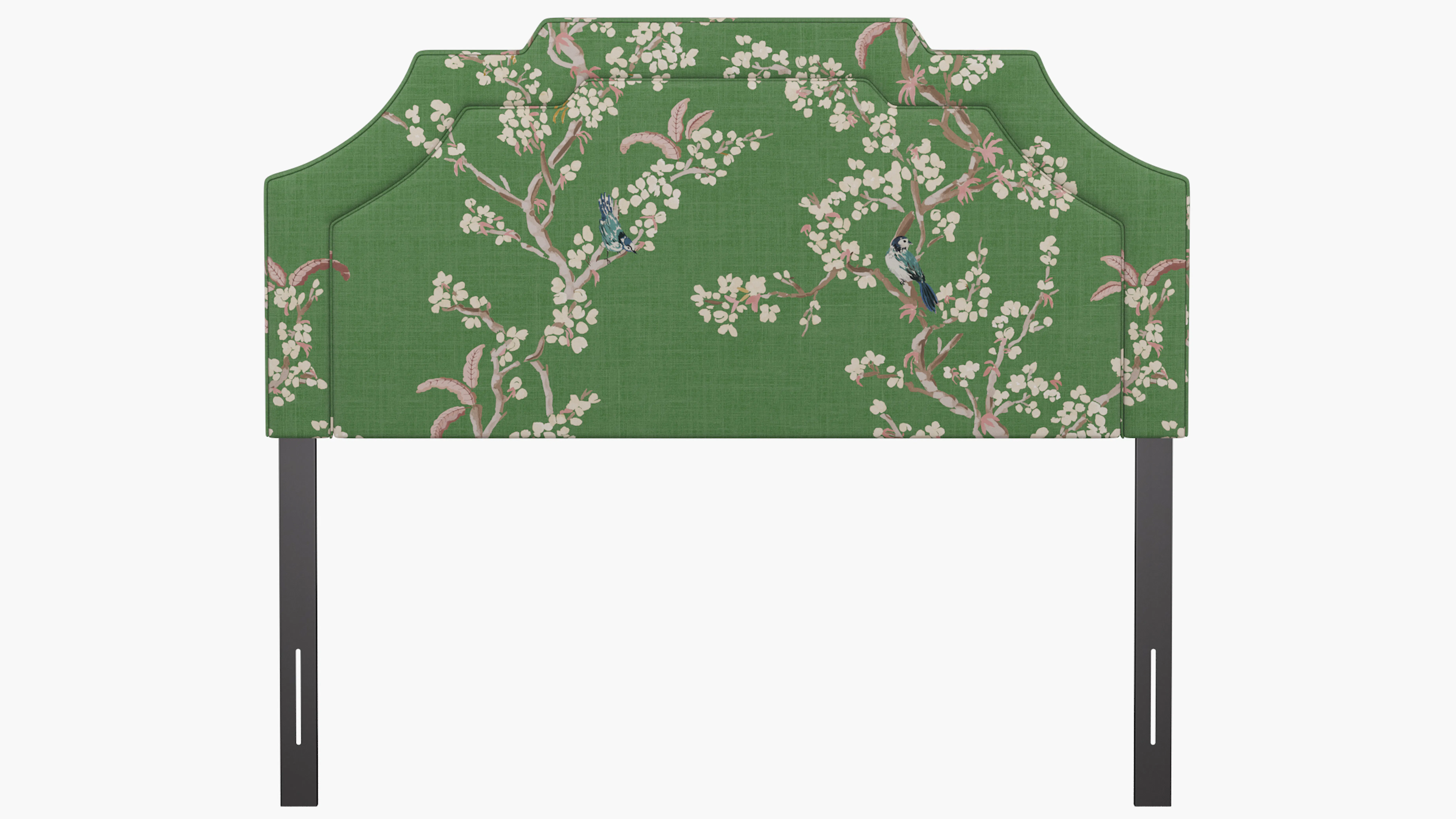 Jade Cherry Blossom Upholstered Custom Art Deco Headboard | Queen | The ...