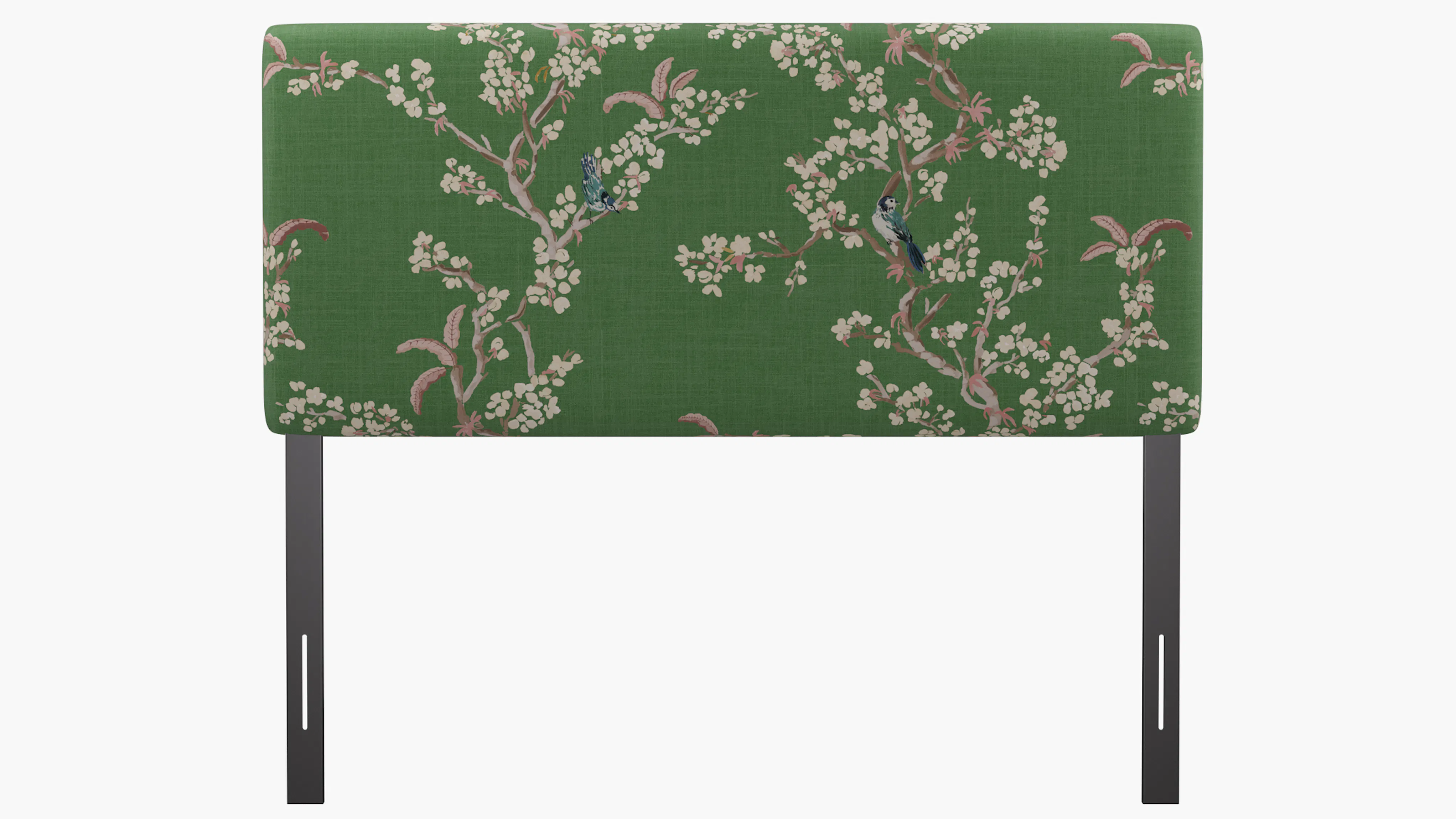 Jade Cherry Blossom Upholstered Custom Square Back Headboard | Queen ...