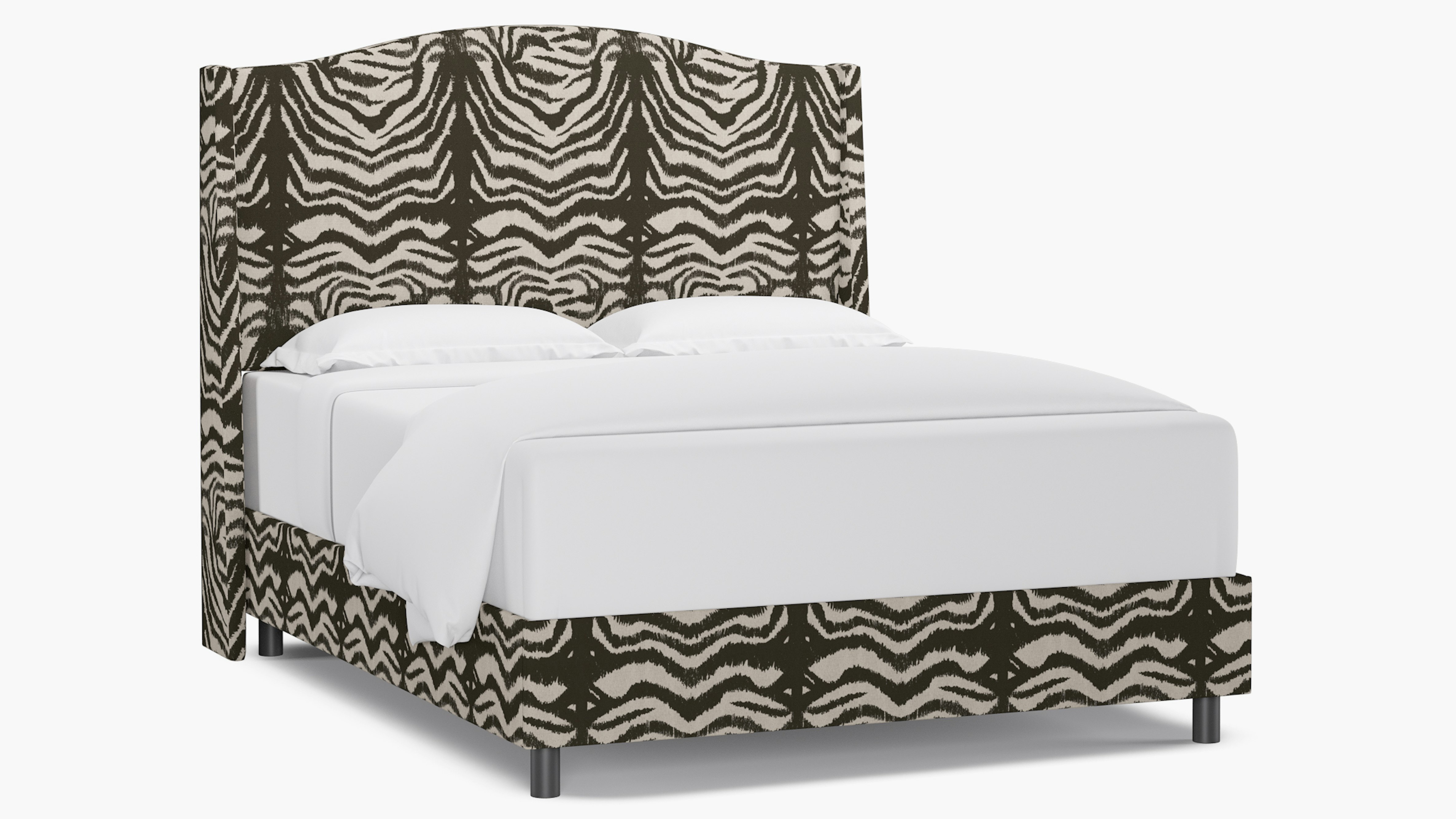 Zebra Upholstered Custom Classic Wingback Bed | Queen | The Inside ...