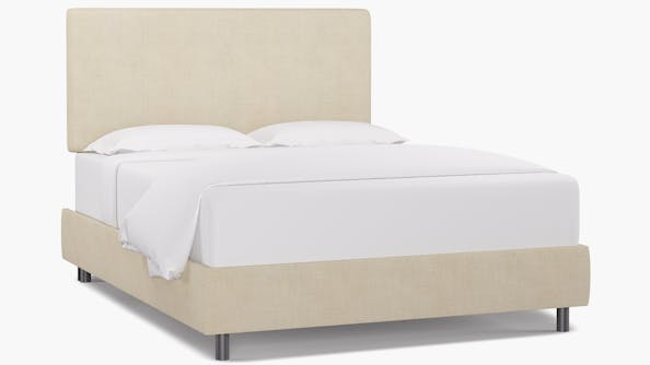 Talc Linen Upholstered Custom Square Back Bed | Queen | The Inside ...