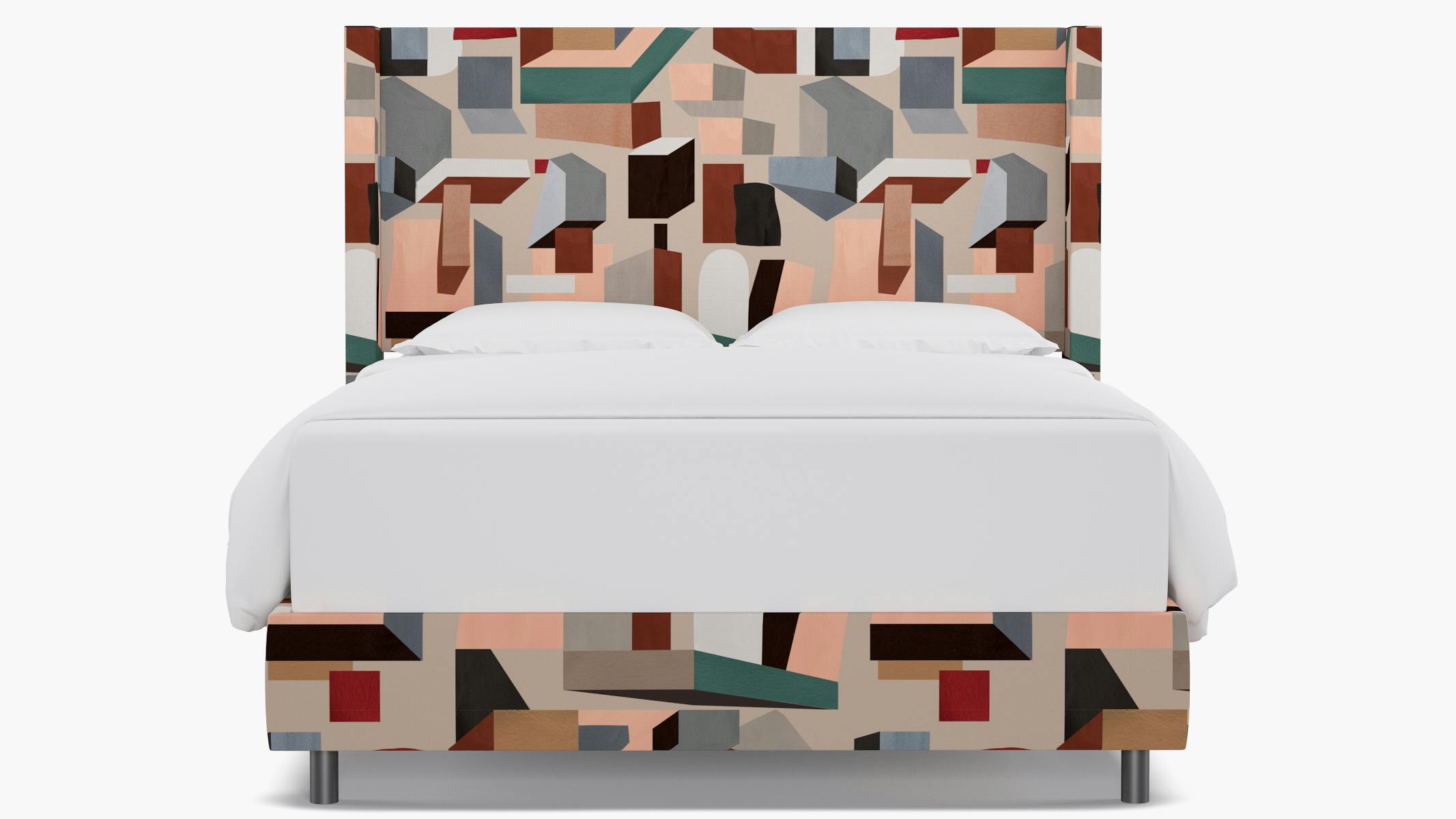 Custom Upholstered Modern Wingback Bed Queen | The Inside