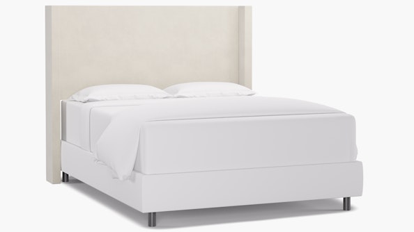 White Velvet Upholstered Custom Modern Wingback Headboard | Queen | The ...