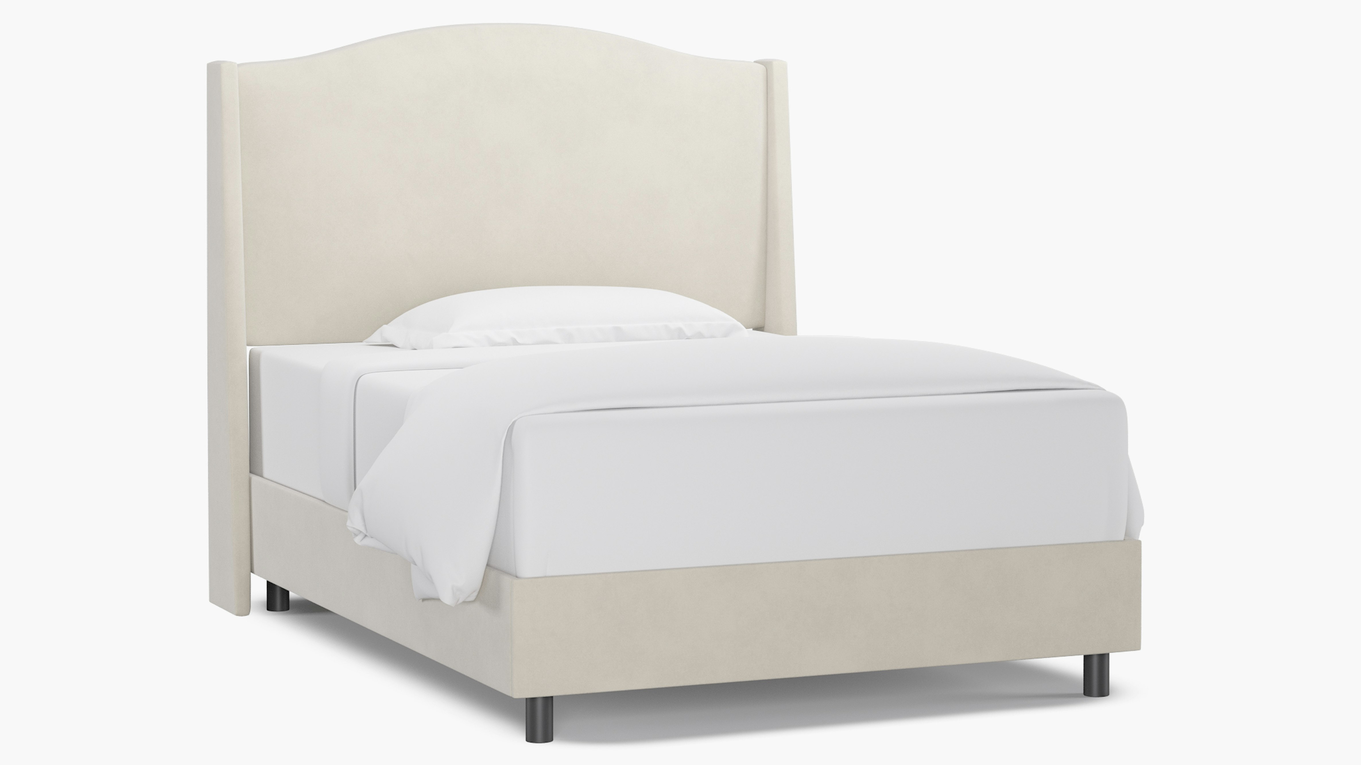 White Velvet Upholstered Custom Classic Wingback Bed | Full | The ...