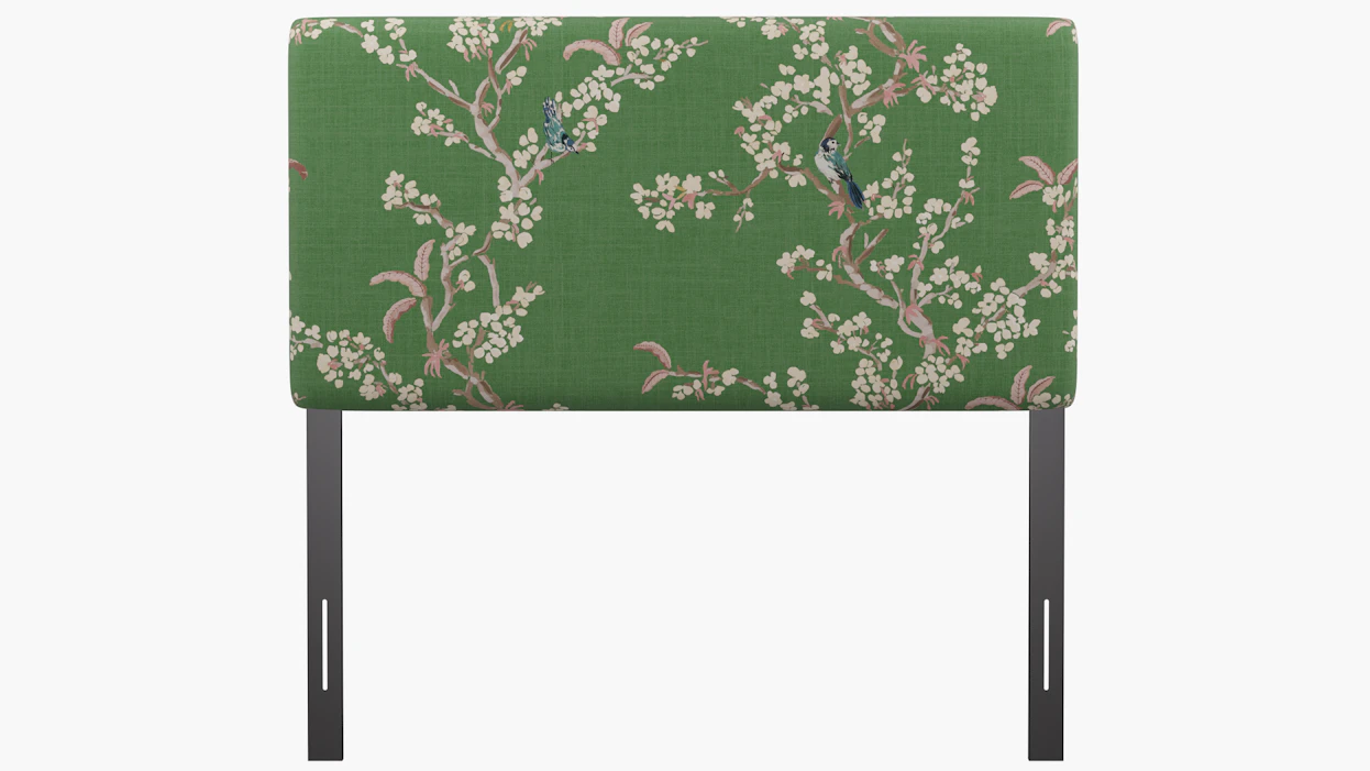 Jade Cherry Blossom Upholstered Custom Square Back Headboard | Full ...