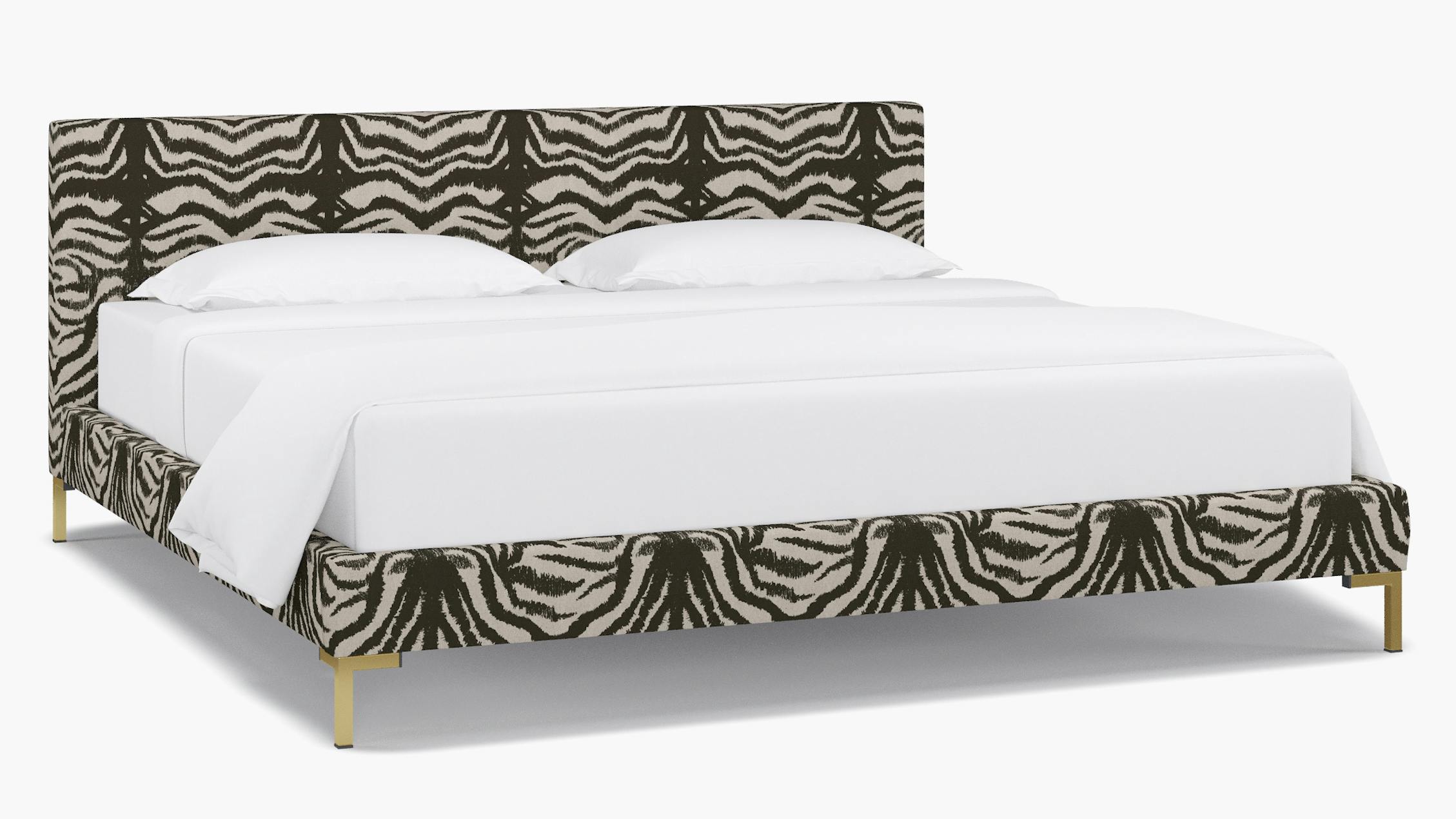 Zebra Upholstered Custom Modern Platform Bed | King | The Inside Furniture