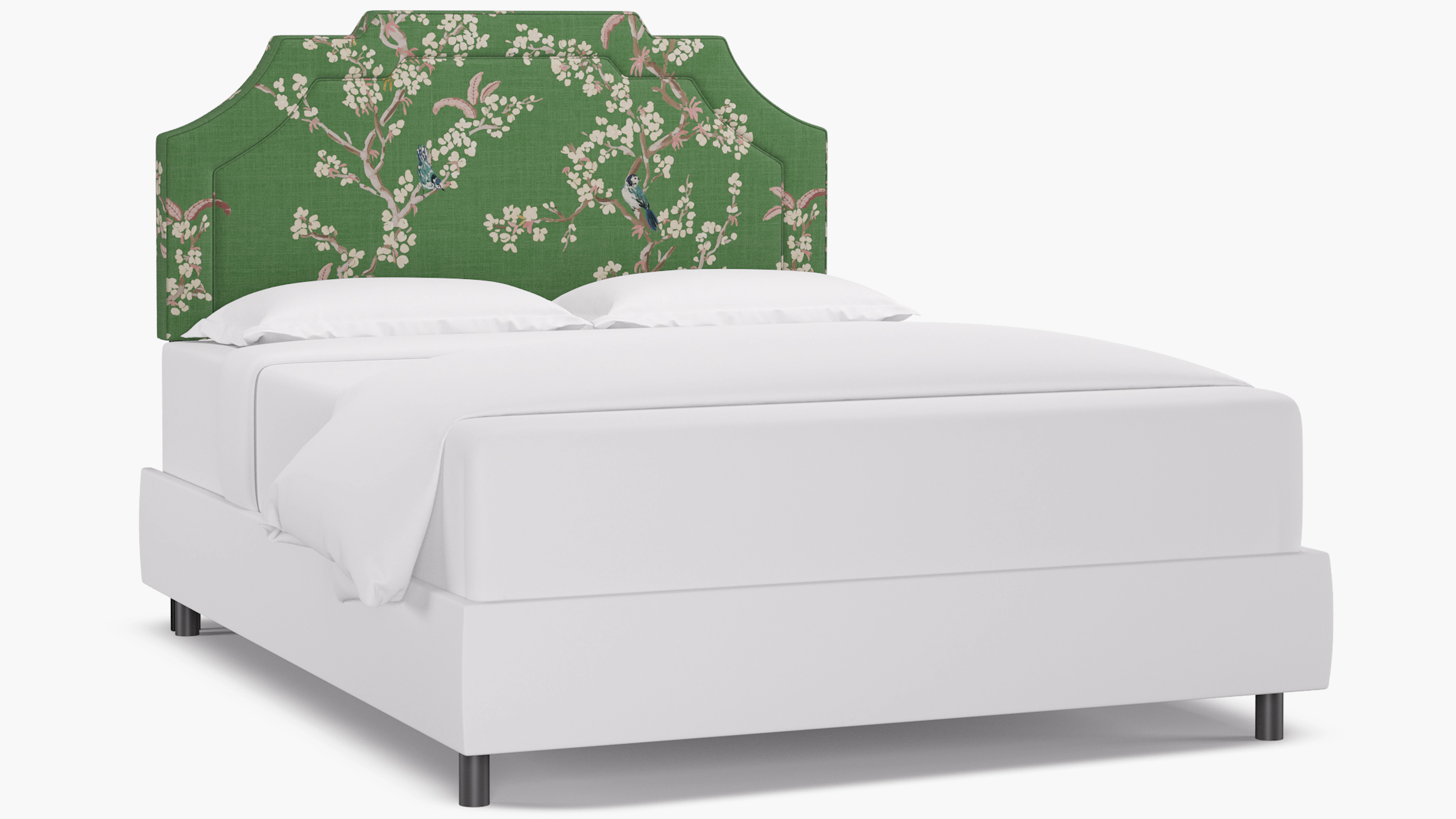 Jade Cherry Blossom Upholstered Custom Art Deco Headboard | Queen | The ...